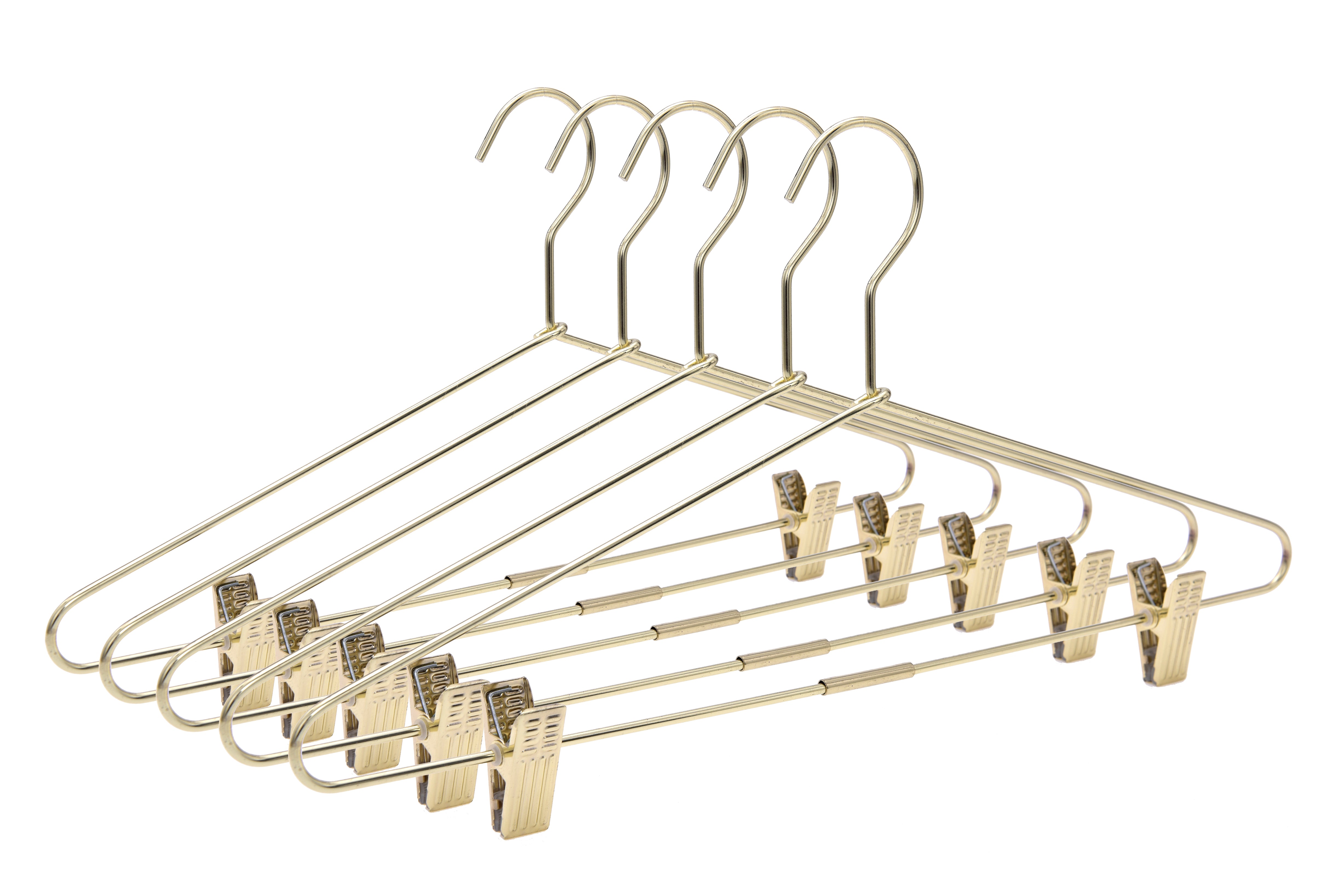 M070 - Gold Metal 17" Heavy Duty Skirt Hanger - 100 Hangers – Quality ...